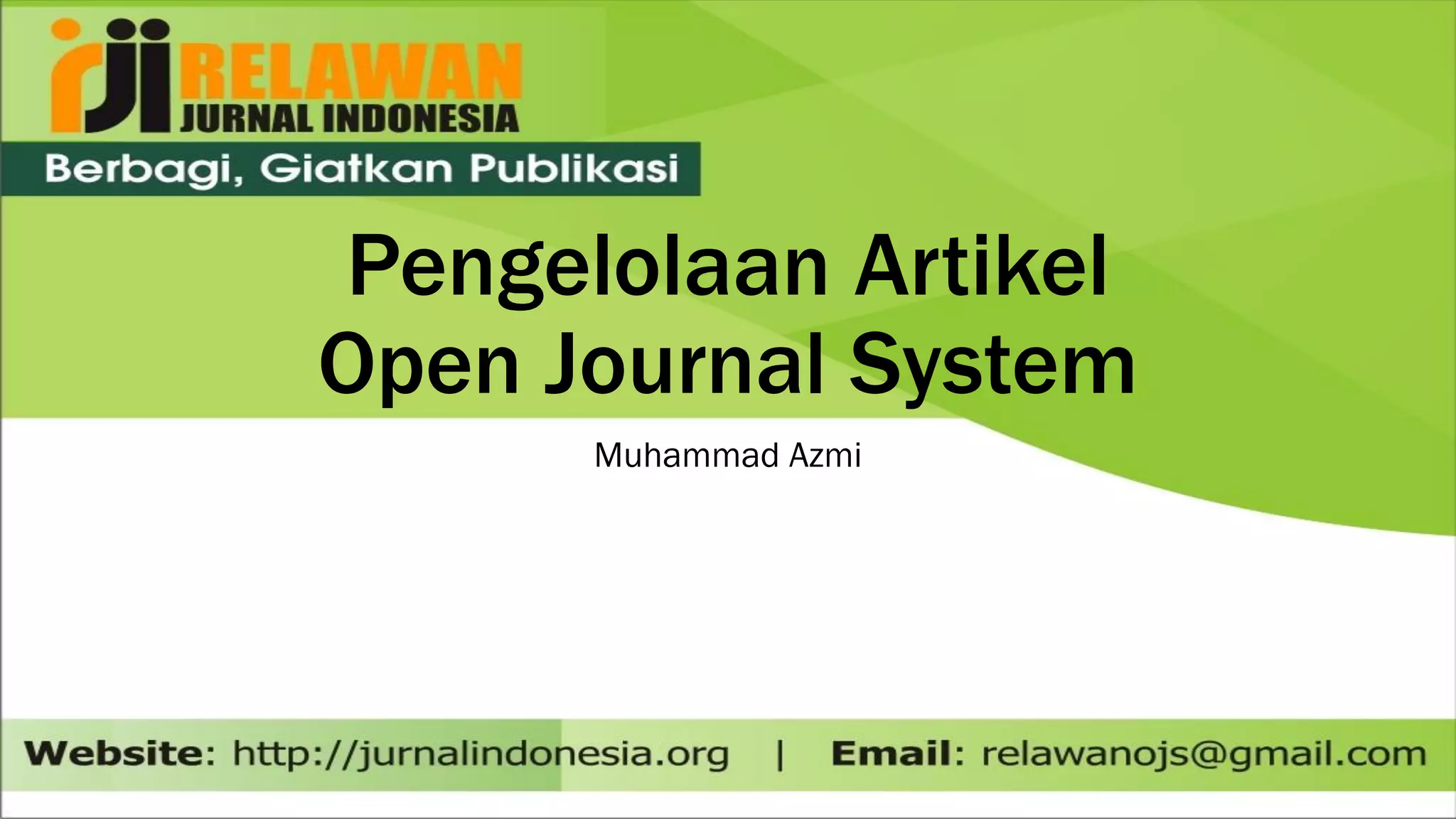 Pengelolaan Artikel Open Journal System | PDF