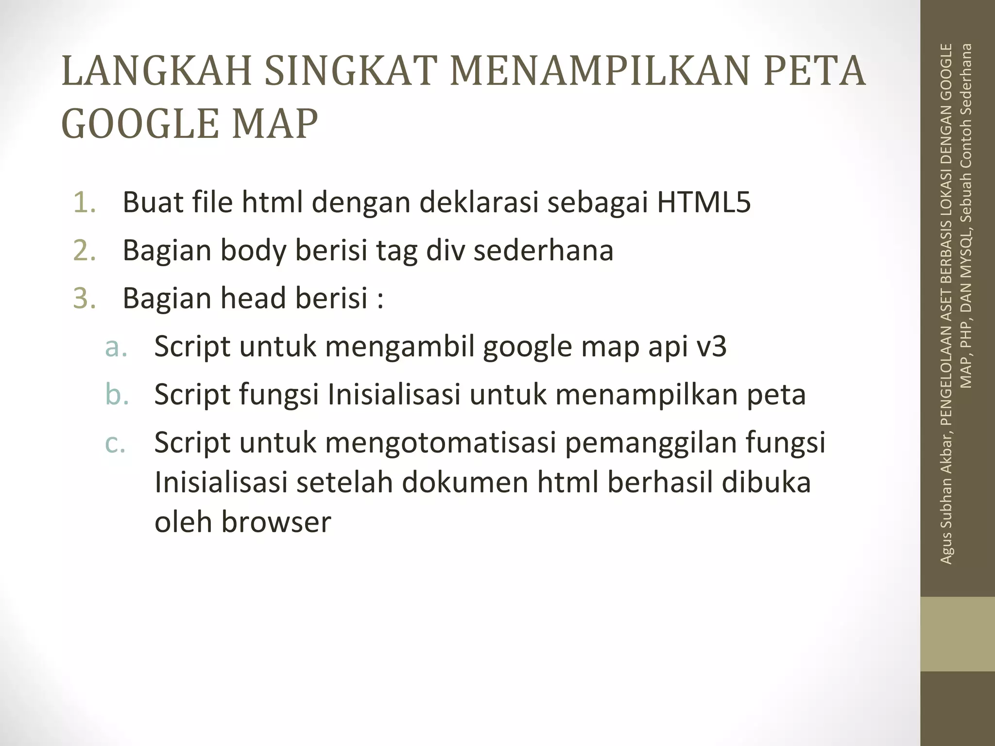 Pengelolaan aset berbasis lokasi dengan Google Map, PHP, dan MySQL | PPS