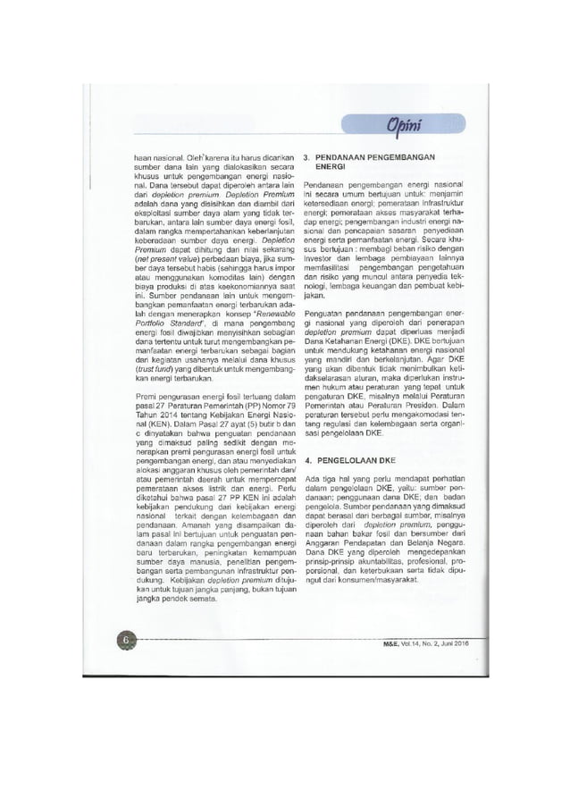 Pengelolaan dana ketahanan energi, majalah Mineral dan Energi vol 14 no 2 - juni 2016 oleh ...