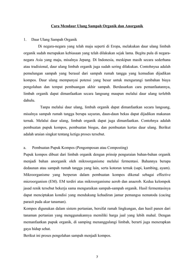 Pengelolaan dan pengolahan sampah anorganik | DOC