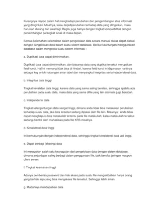 sim. Hapzi Ali, Ricky Setiawan, , 43116110348, Pengelolaan data manual vs database | PDF