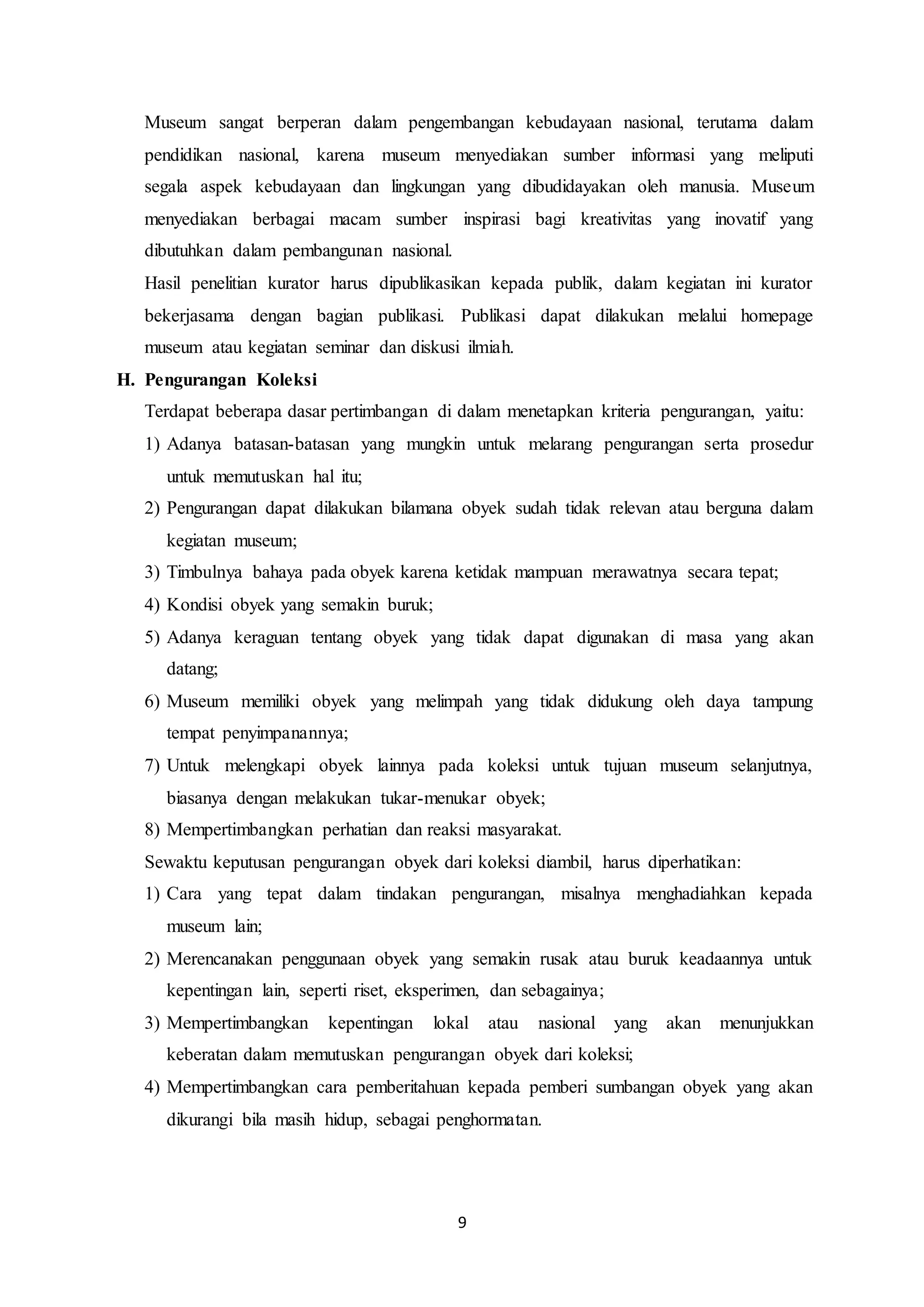 Pengelolaan koleksi museum (semester 1) | PDF