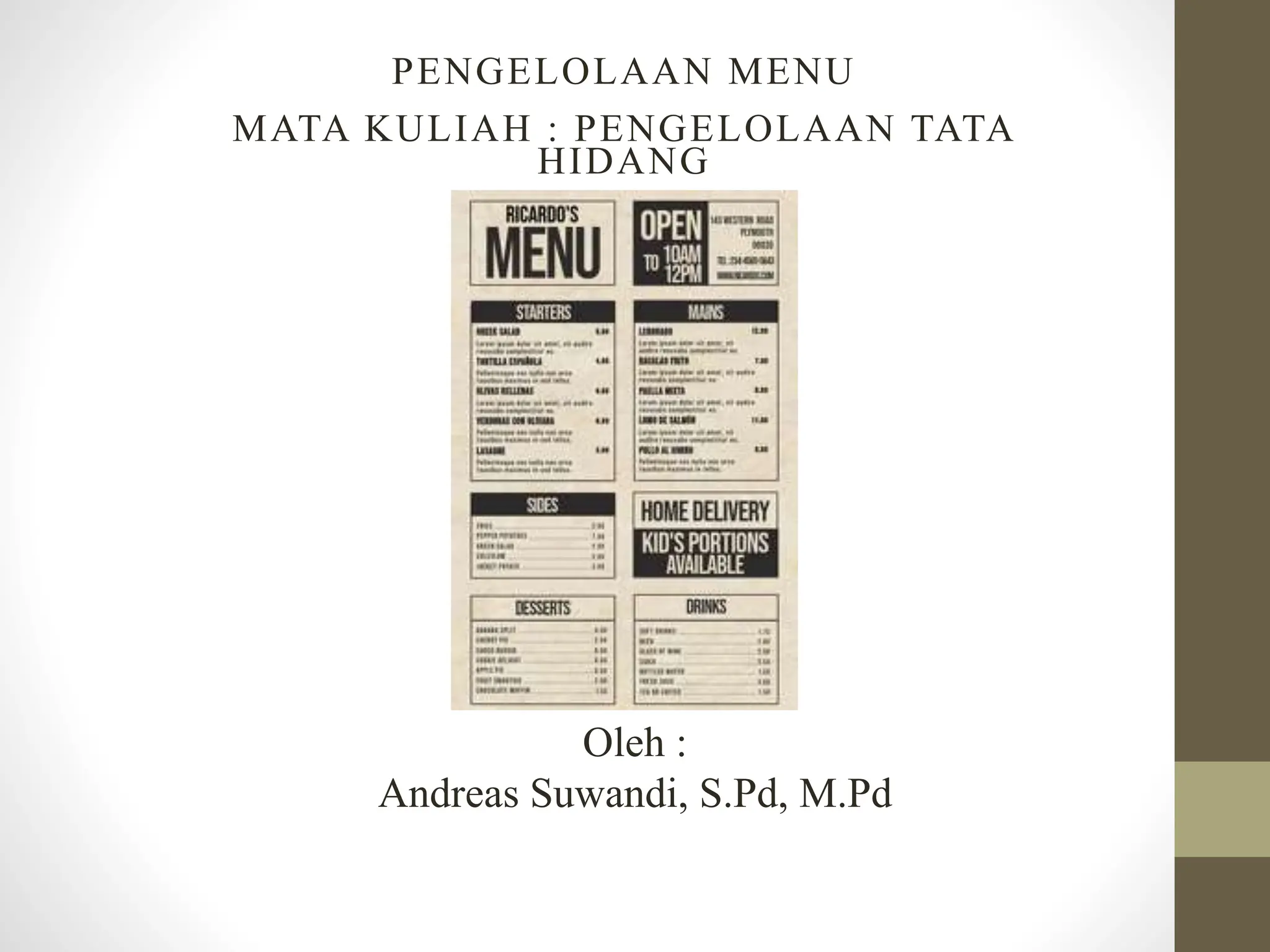 Pengelolaan menu tata hidang .......pptx