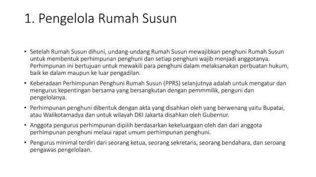 PLKJ Pengelolaan Rumah Susun Jakarta | PPT