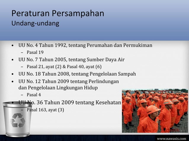 Peraturan dan Standar Pengelolaan Persampahan (2/4) | PDF