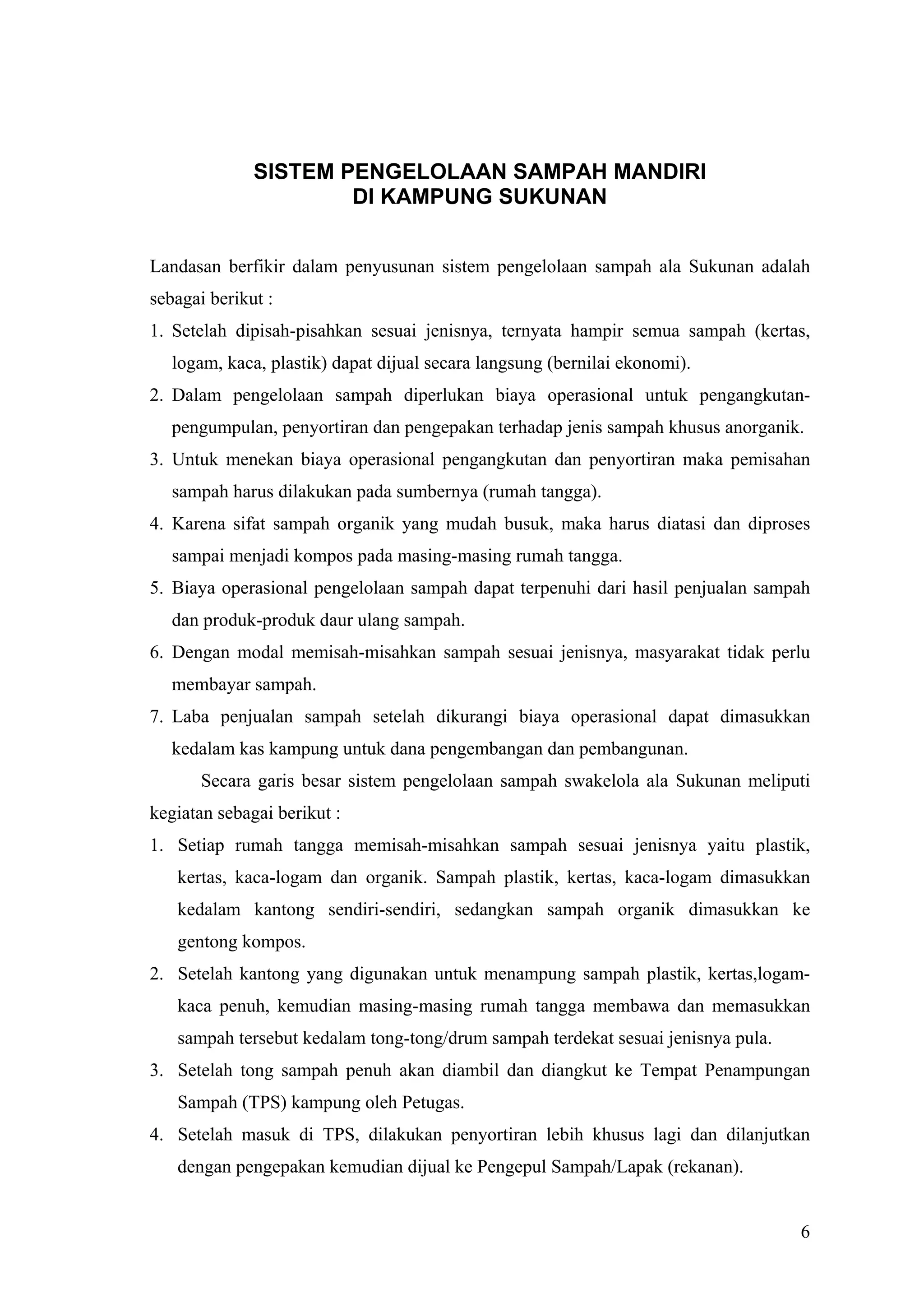 Pengelolaan sampah rumah tangga secara mandiri & produktif berbasis ...