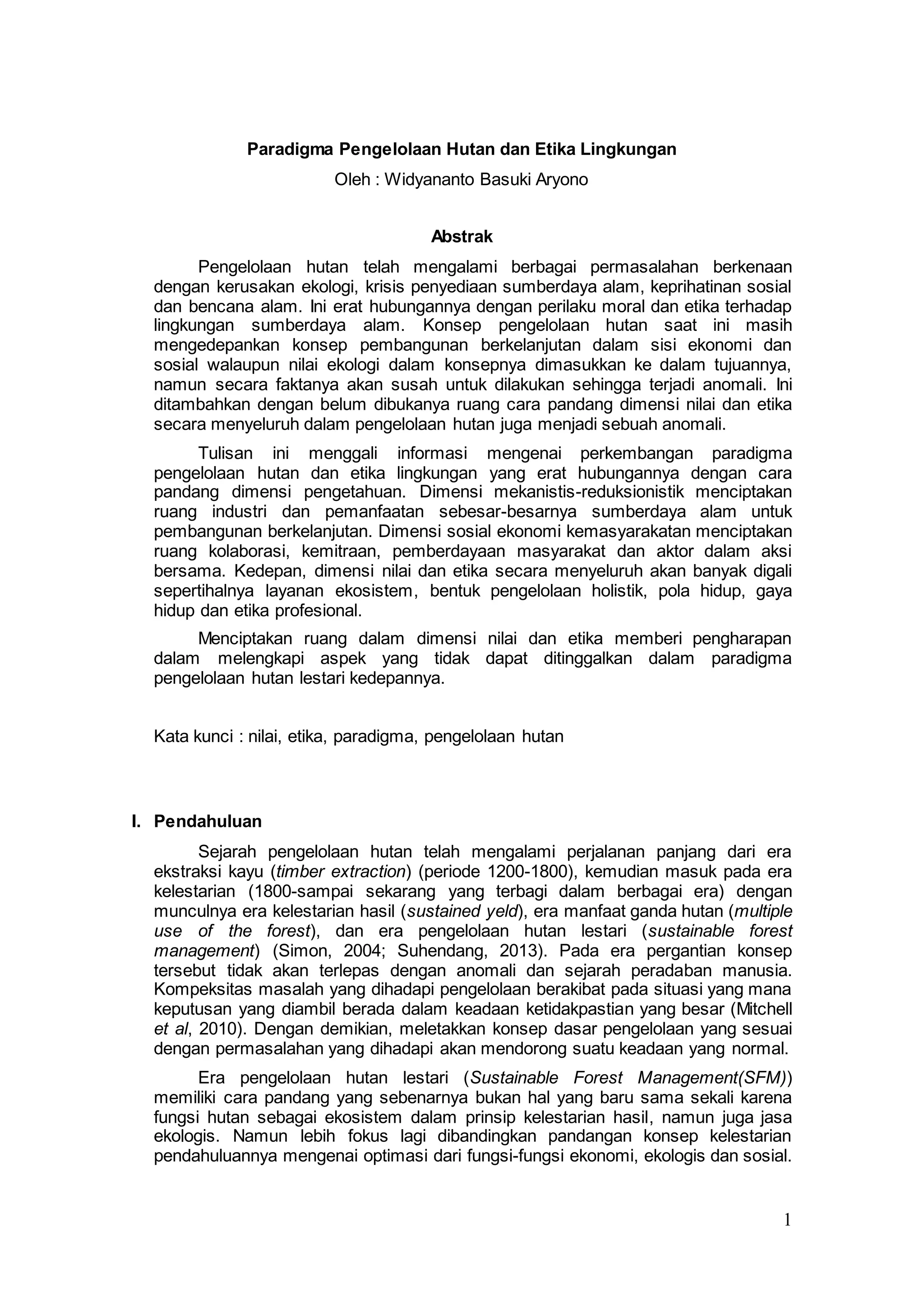 Pengelolaan sumberdaya lahan dan etika lingkungan paper etika e2 | PDF