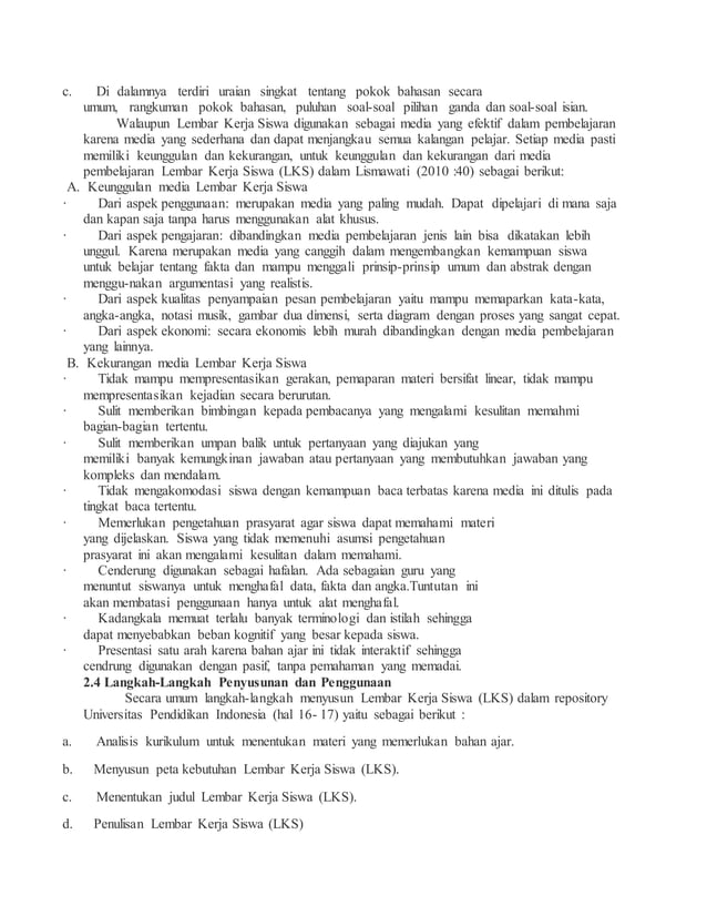 Pengembangan bahan ajar berbasis lembar kerja siswa | DOCX