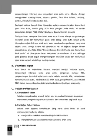 Pengembangan interaksi sosial dan komunikasi anak autis | PDF