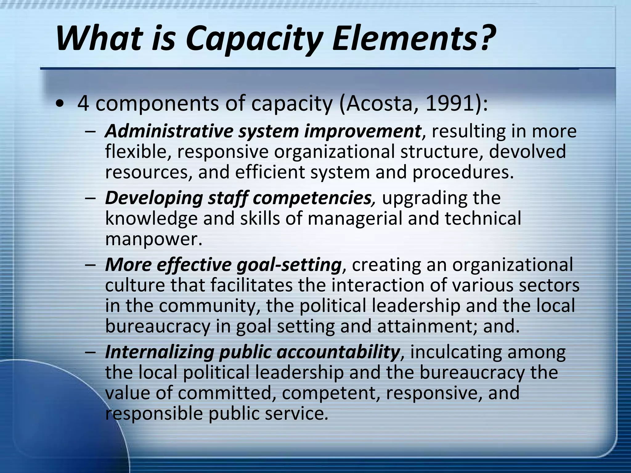 Public Service Capacity Building: From Capacity to Excellence | PPT
