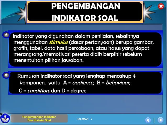 Pengembangan kisi kisi dan indikator soal | PPTX