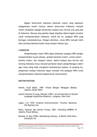 Pengembangan materi ajar bipa | DOC