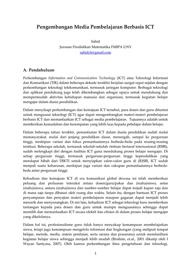 Pengembangan media pembelajaran berbasis ict | PDF