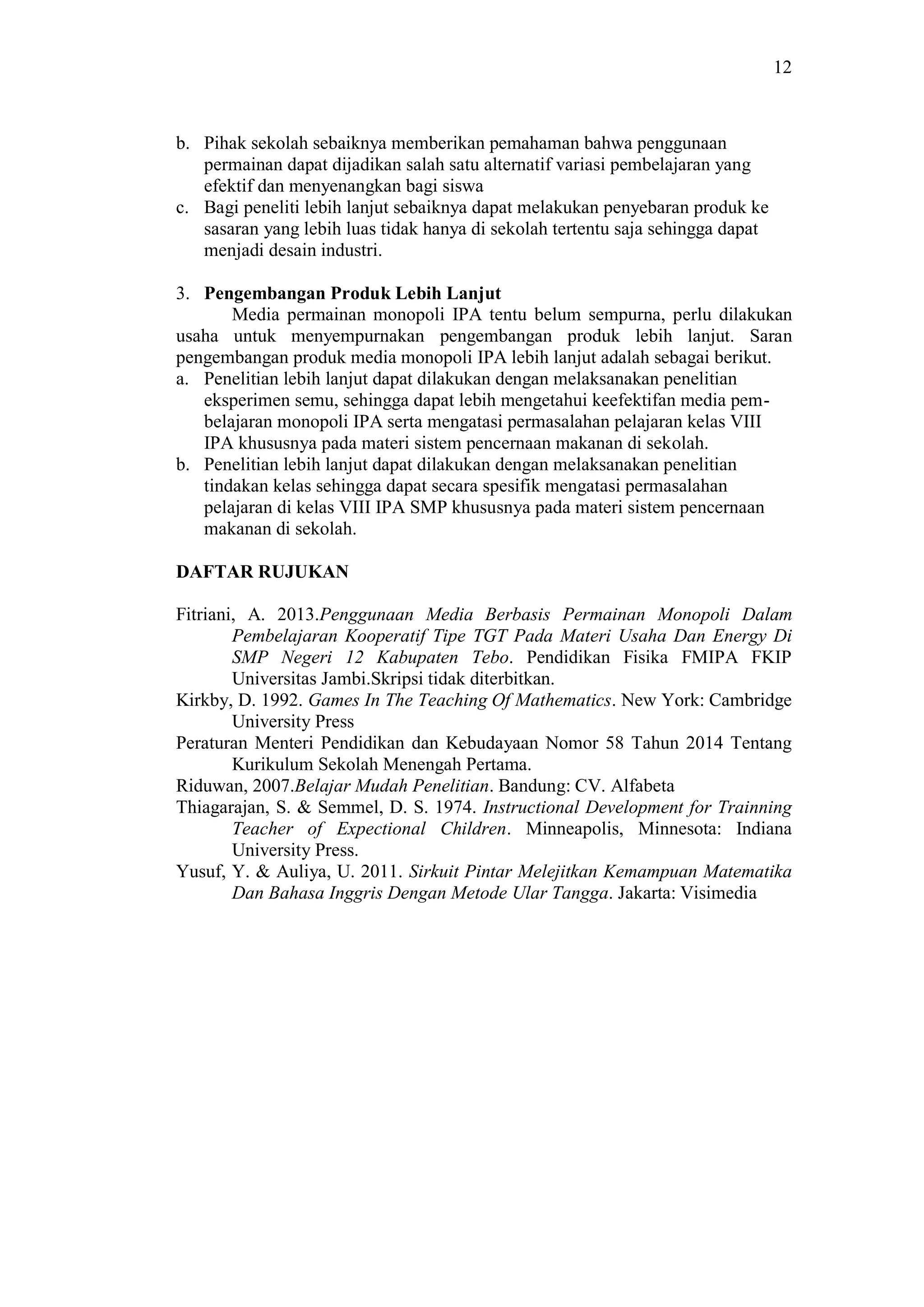 Pengembangan media pembelajaran monopoli ipa | PDF