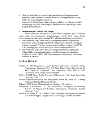 Pengembangan media pembelajaran monopoli ipa | PDF