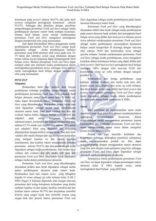 Pengembangan media pembelajaran permainan truth and dare terhadap hasil belajar ekonomi pada ...