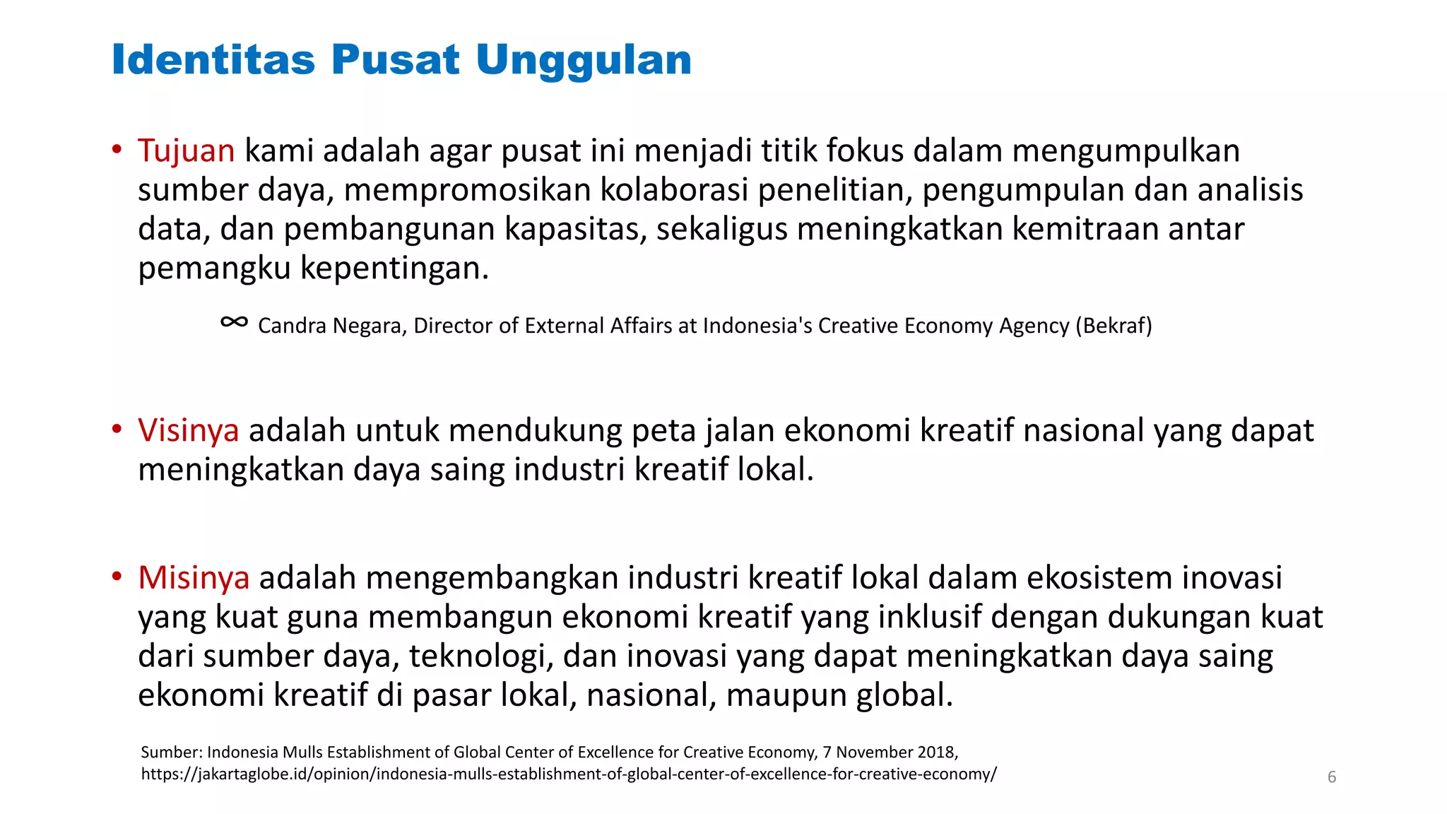 Pengembangan Pusat Unggulan Pariwisata dan Ekonomi Kreatif | PPTX