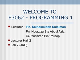 Welcome To Class Programming | PPT