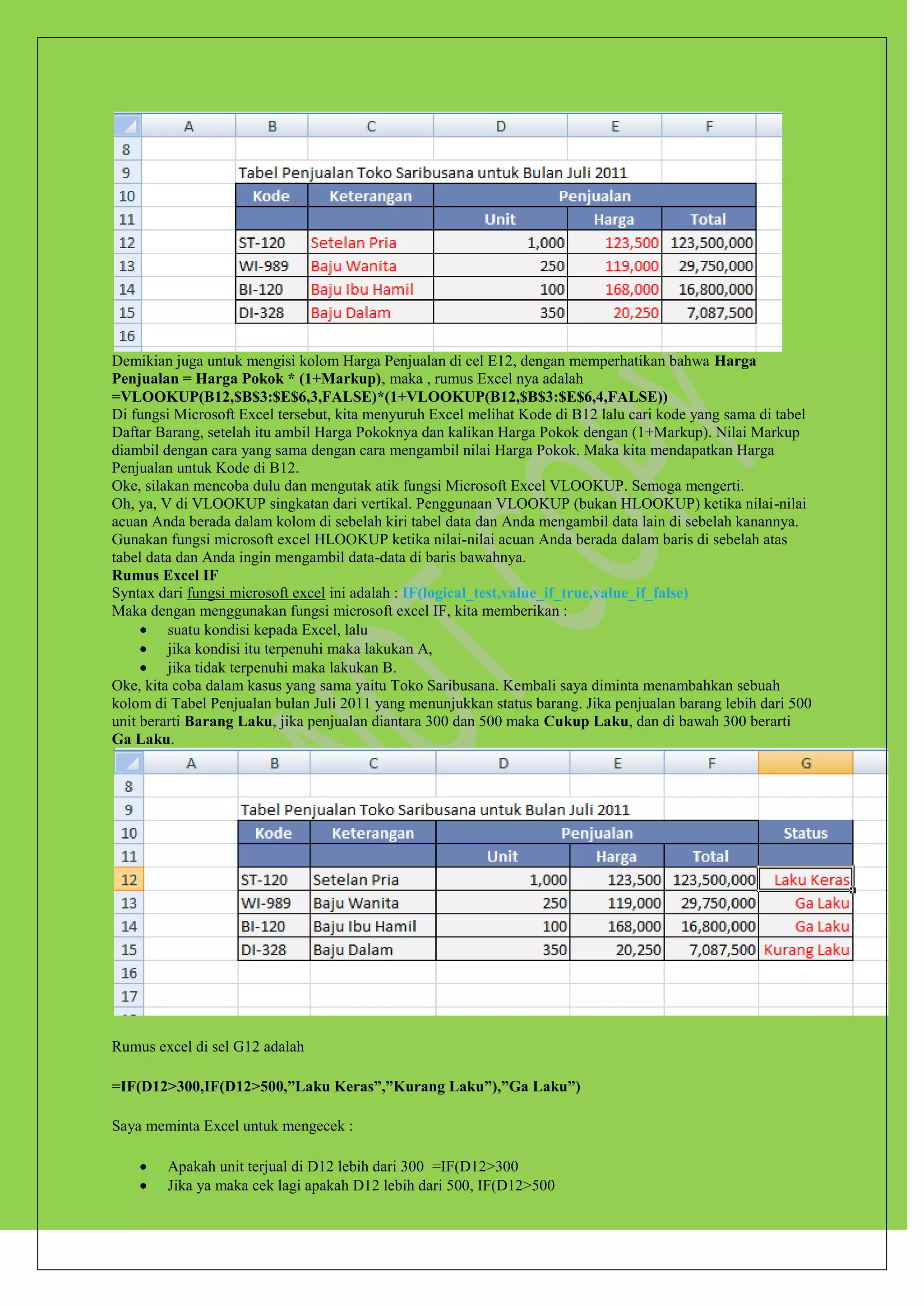 Pengenalan beberapa fungsi atau rumus microsoft excel | DOCX