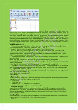 Pengenalan beberapa fungsi atau rumus microsoft excel | DOCX