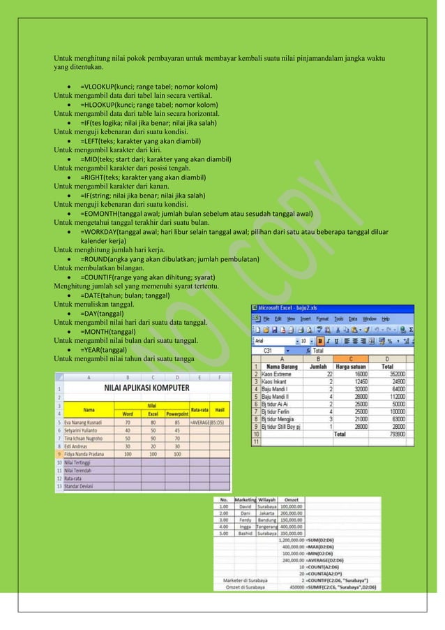 Pengenalan beberapa fungsi atau rumus microsoft excel | DOCX