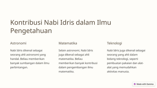 Ppt nabi idris sejarah nabi idris dari awal sampai akhir | PPTX