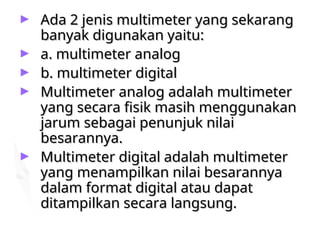 Pengenalan Alat Ukur Multimeter - AVO Meter.ppt