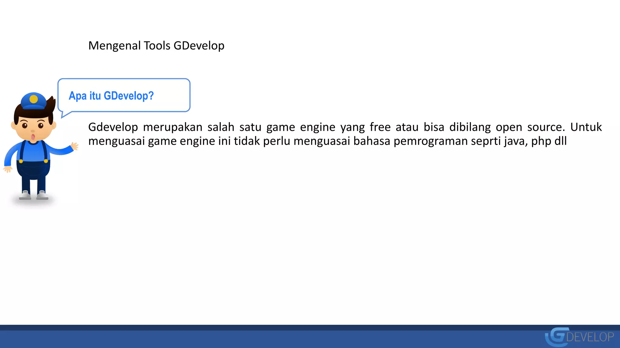 Pengenalana tools gdevelop | PPTX