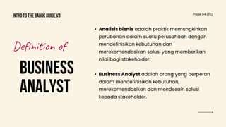 Pengenalan Buku Business Analyst Body Of Knowledge | PPTX