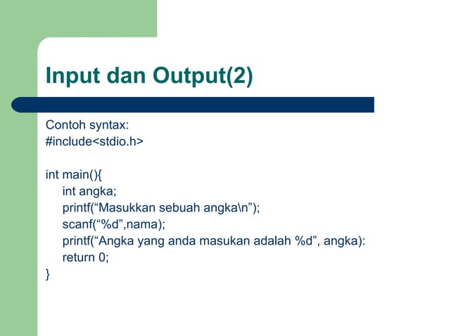 Pengenalan Bahasa C | PPT