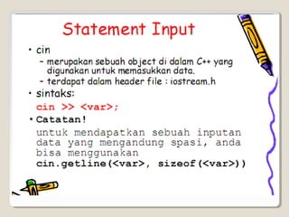 Pengenalan bahasa C++ | PPT