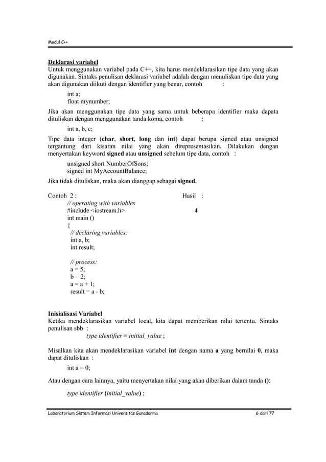 Pengenalan bahasa c++ | PDF