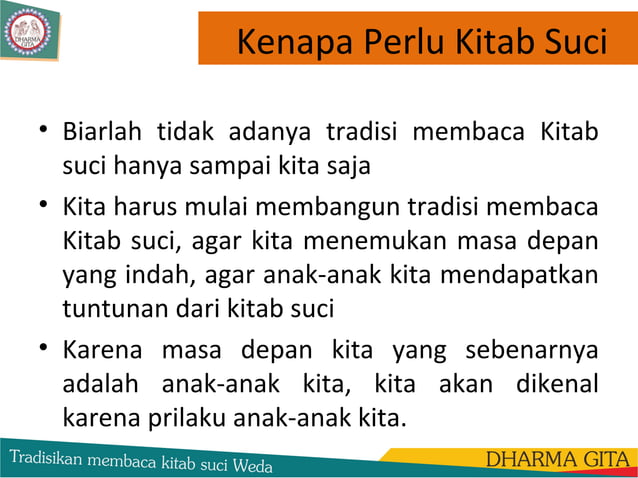 Tradisi Membaca Kitab Suci Weda | PPT