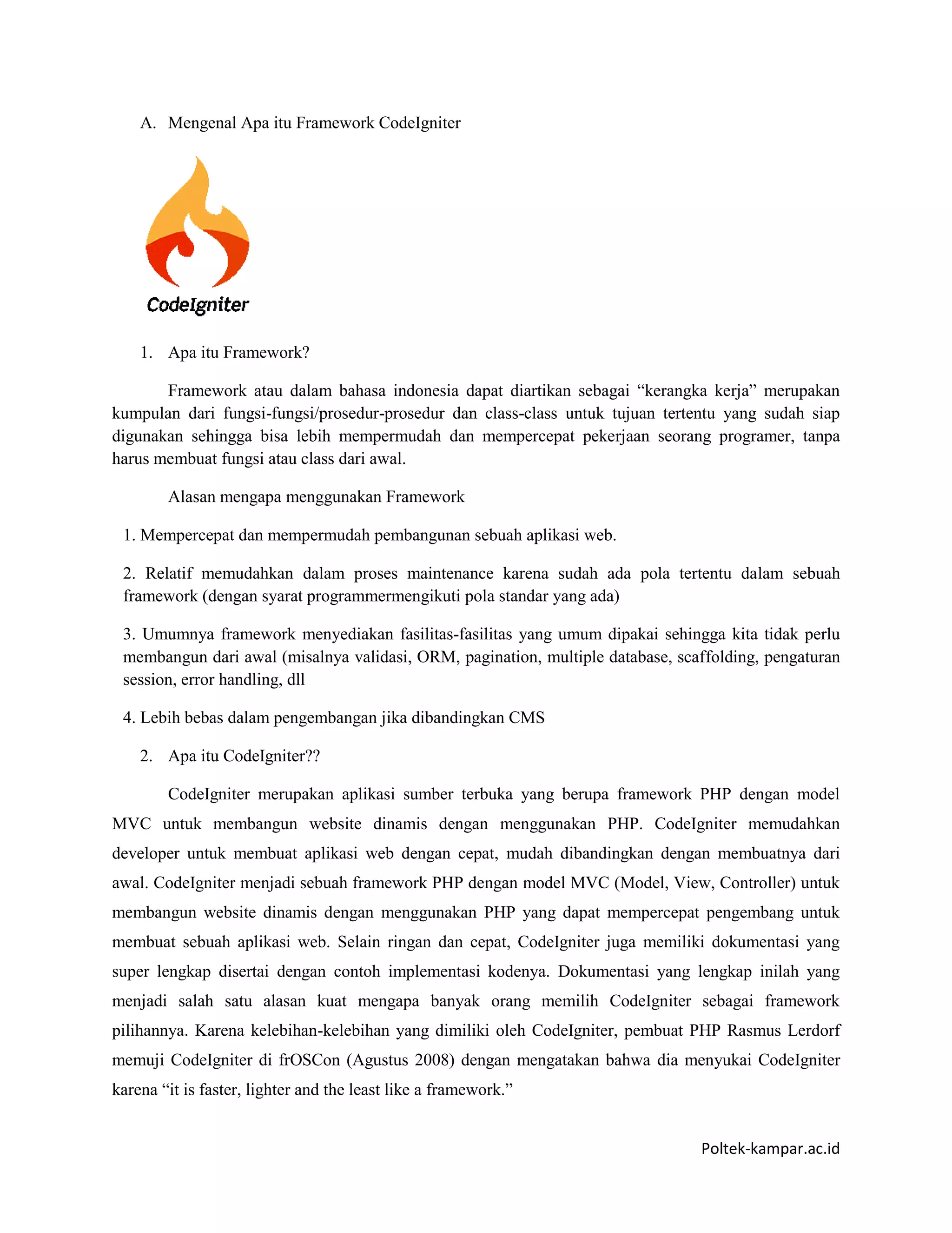 Pengenalan code igniter | PDF