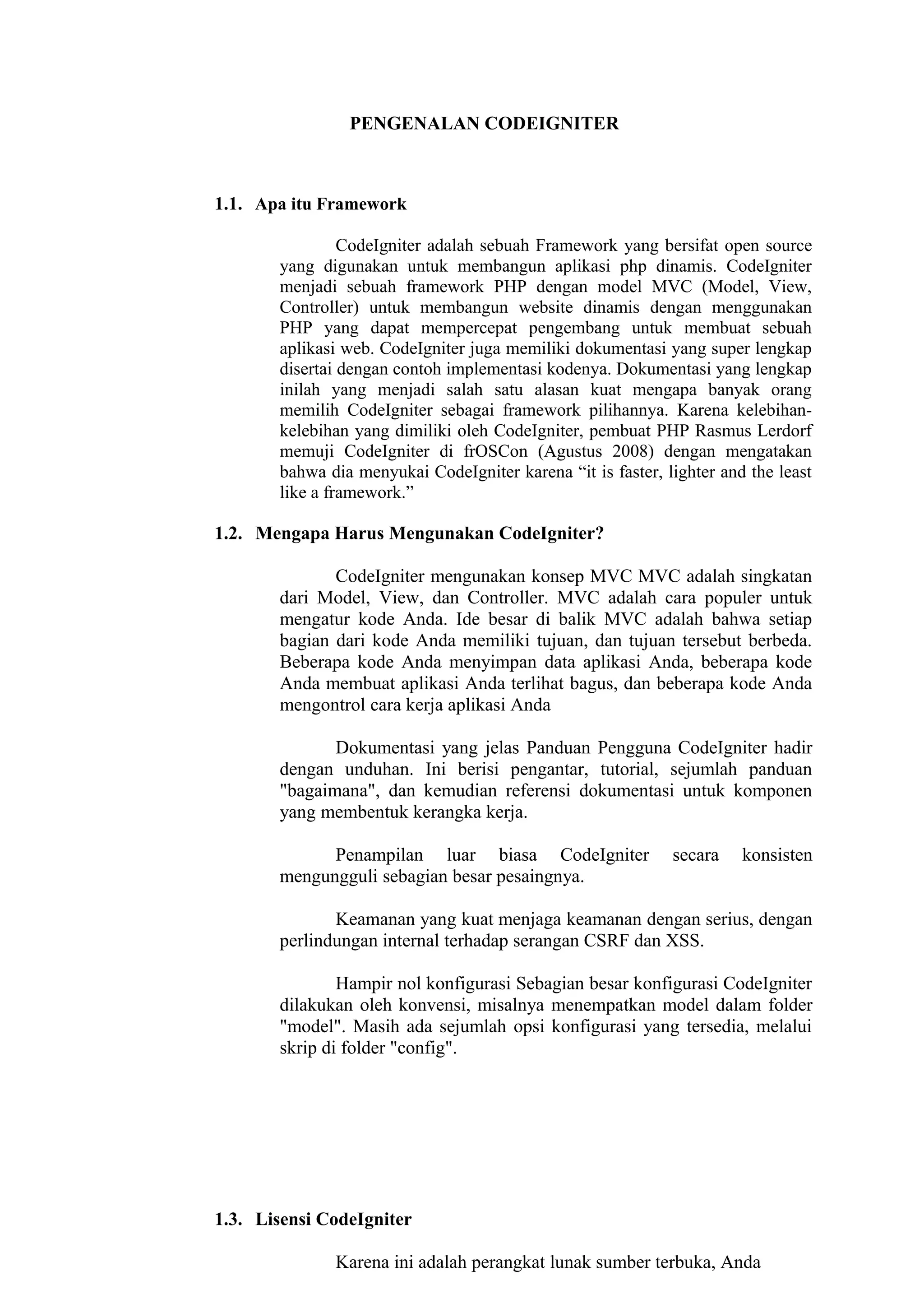 Pengenalan Codeigniter | DOC