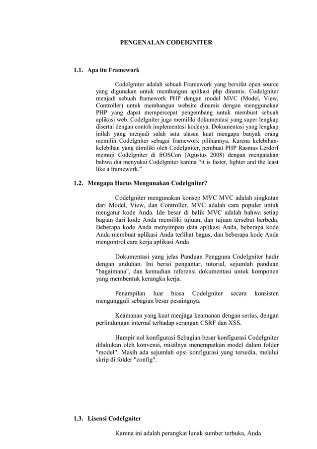 Pengenalan Codeigniter | DOC