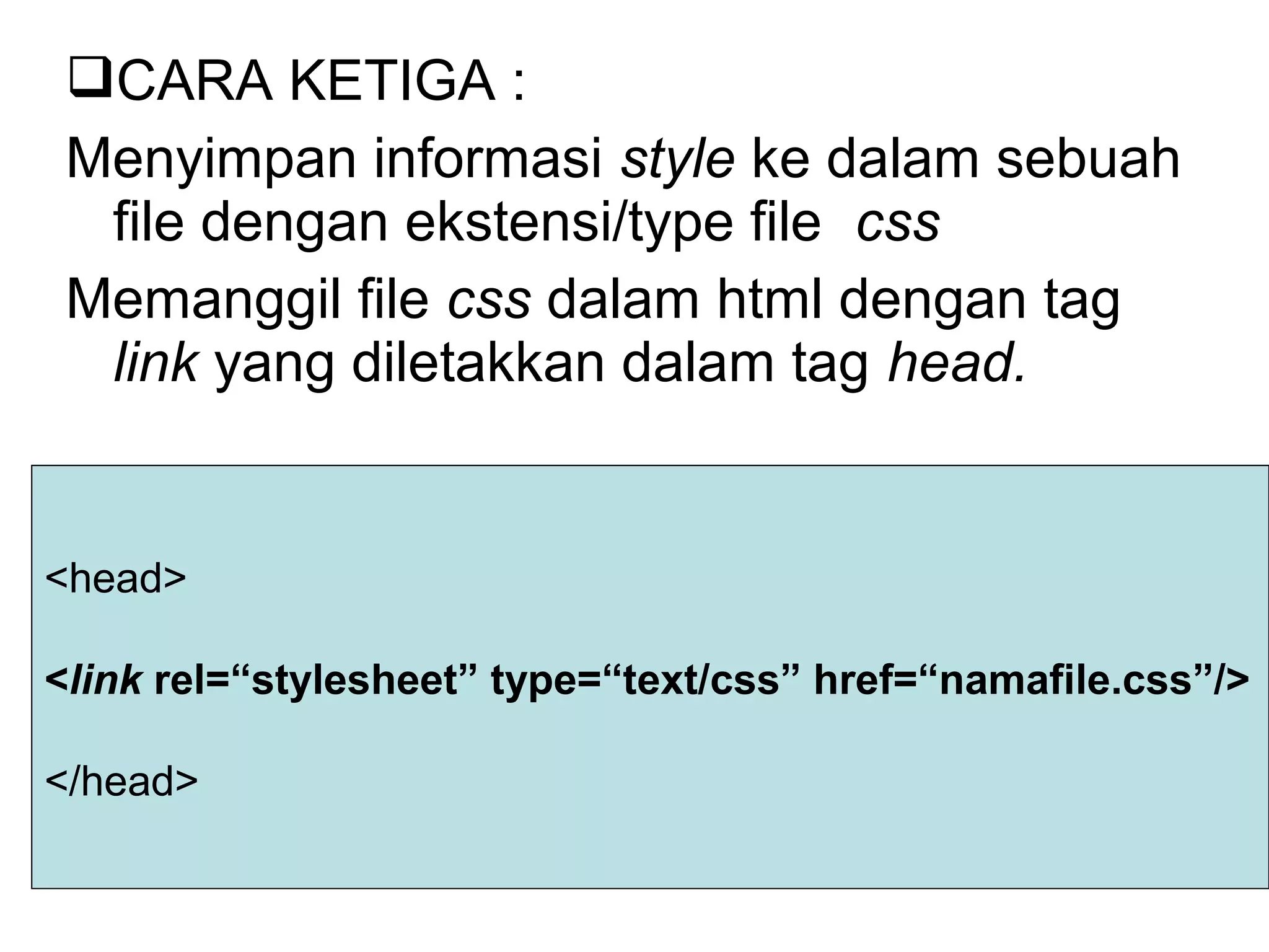 Pengenalan css | PPT