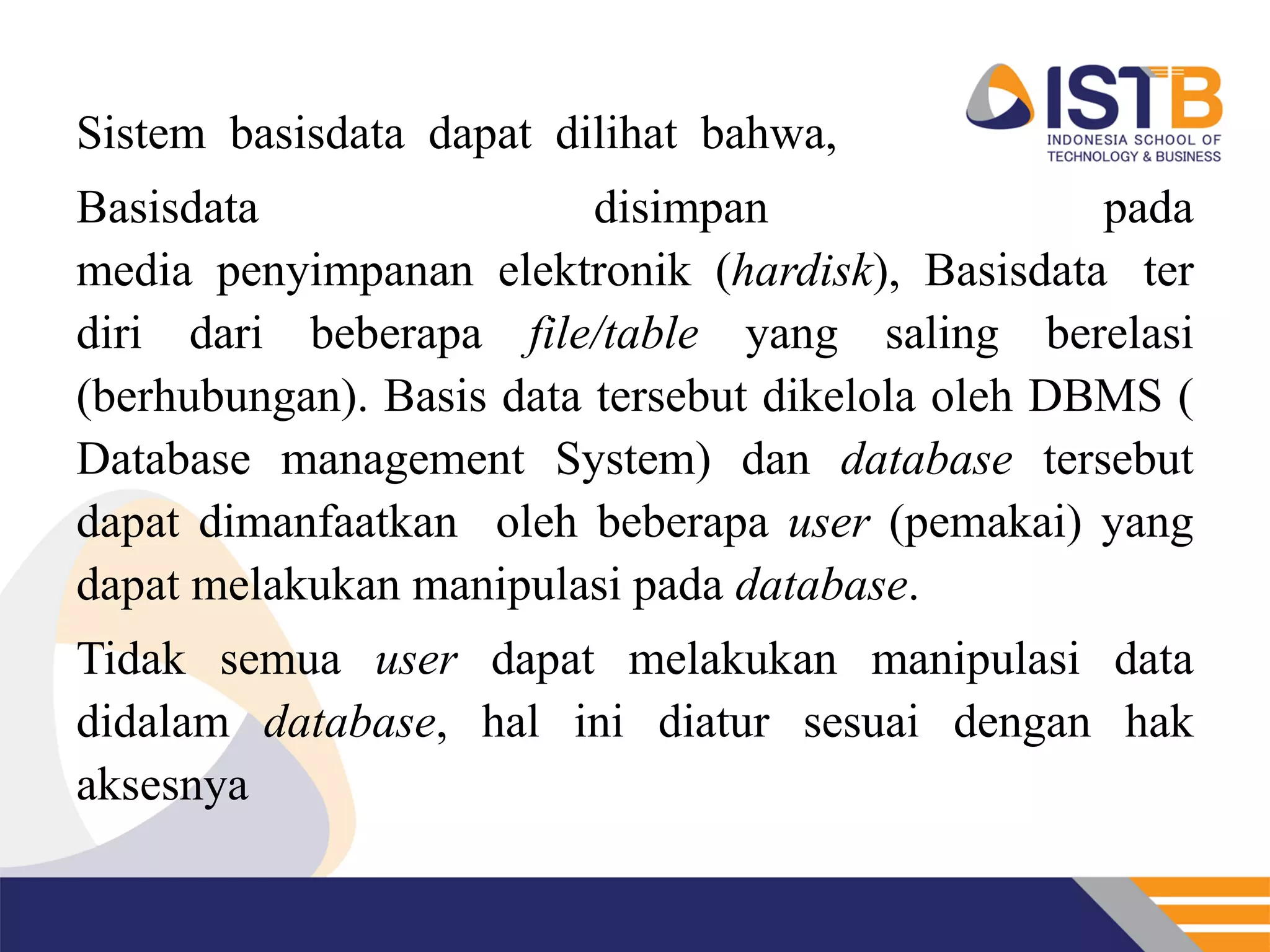 Pengenalan dasar sistem basisdata | PDF