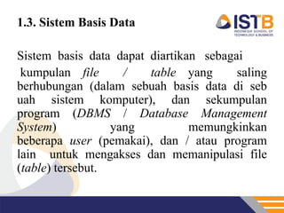 Pengenalan dasar sistem basisdata | PDF