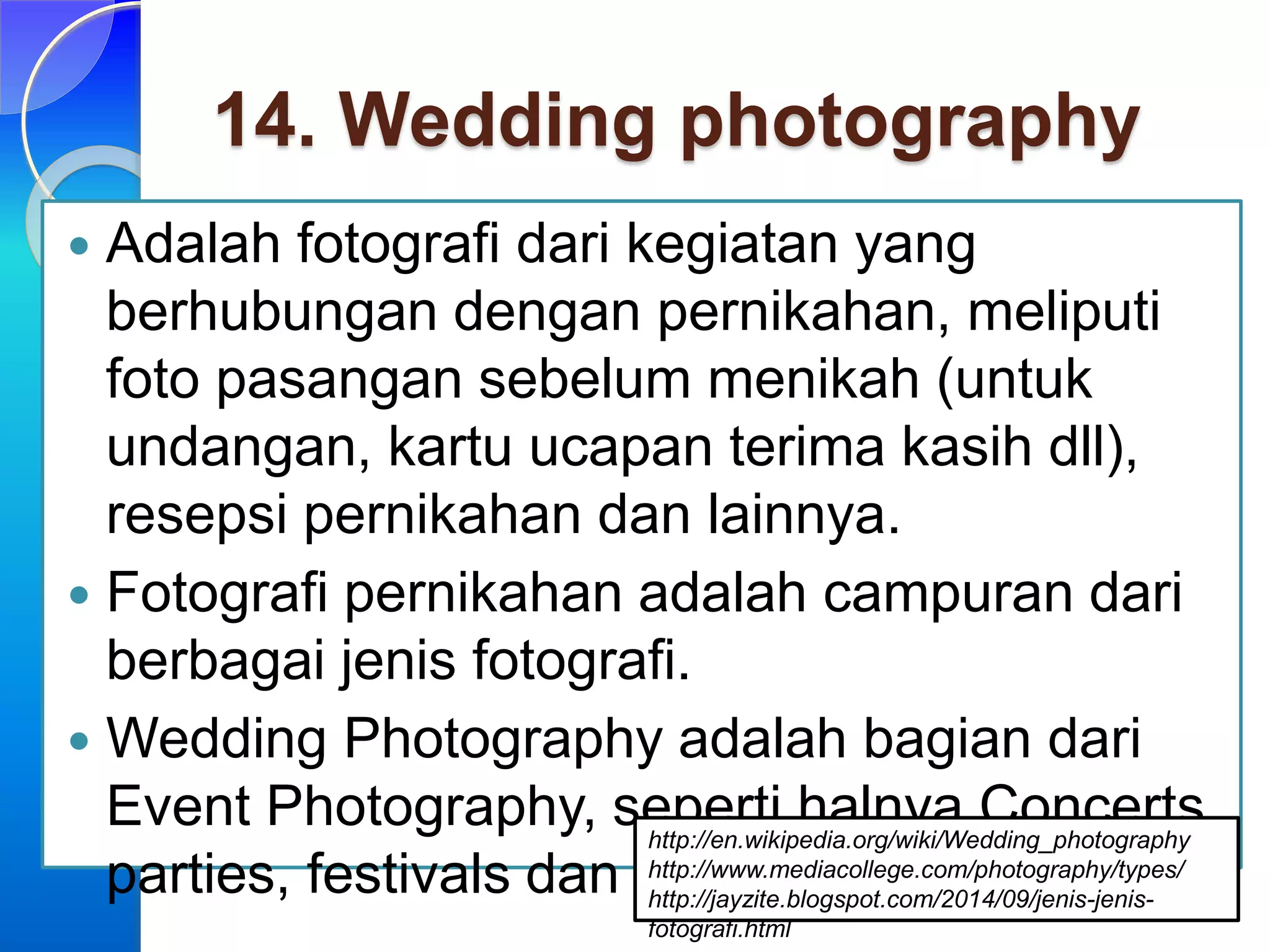 Pengenalan Fotografi (3) Jenis-Jenis Fotografi - SMK NU Balikpapan | PPTX