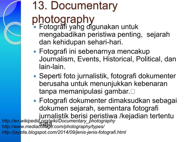 Pengenalan Fotografi (3) Jenis-Jenis Fotografi - SMK NU Balikpapan | PPTX