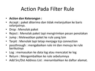 Pengenalan fungsi chain pada firewall (filter rule) | PPTX