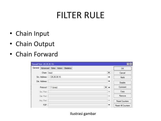 Pengenalan fungsi chain pada firewall (filter rule) | PPTX