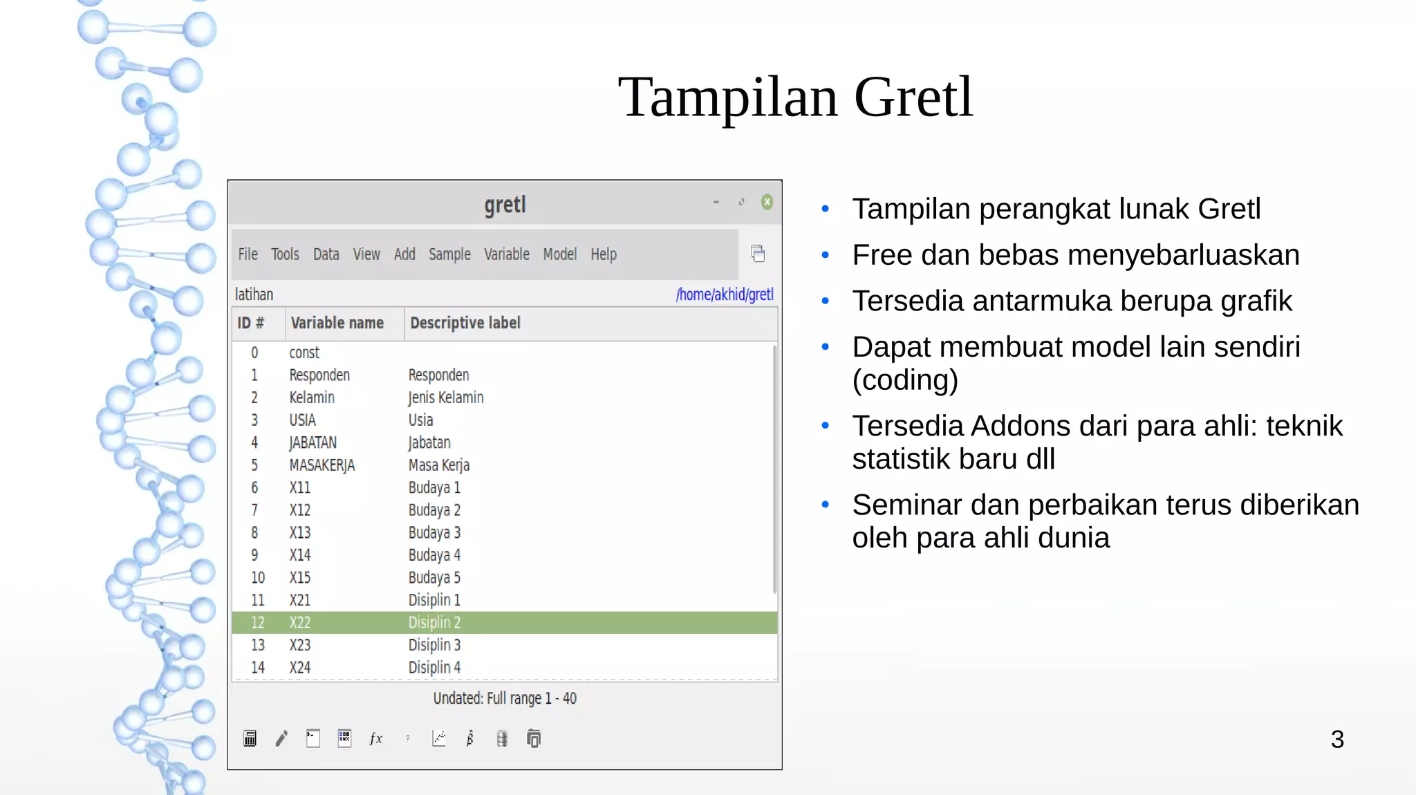 Pengenalan gretl: Statistik | ODP