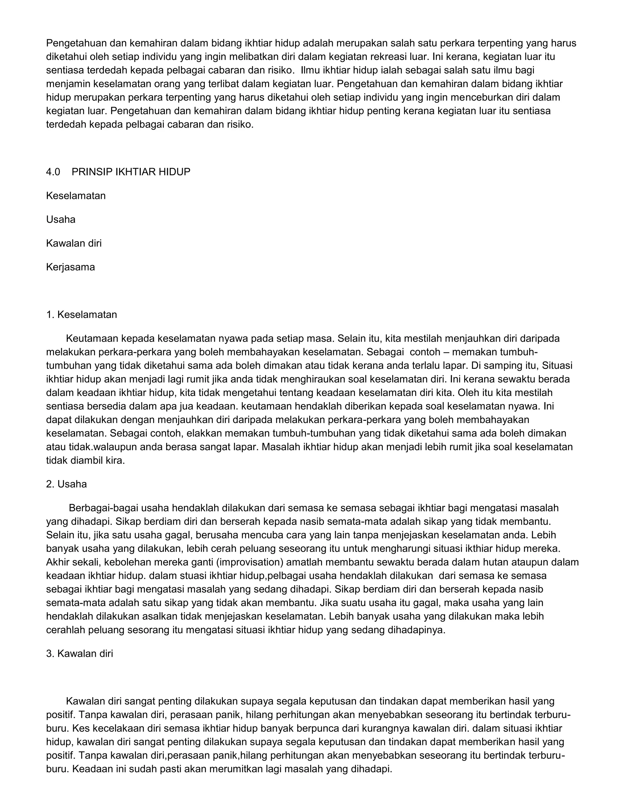 Pengenalan ikhtiar hidup | DOCX