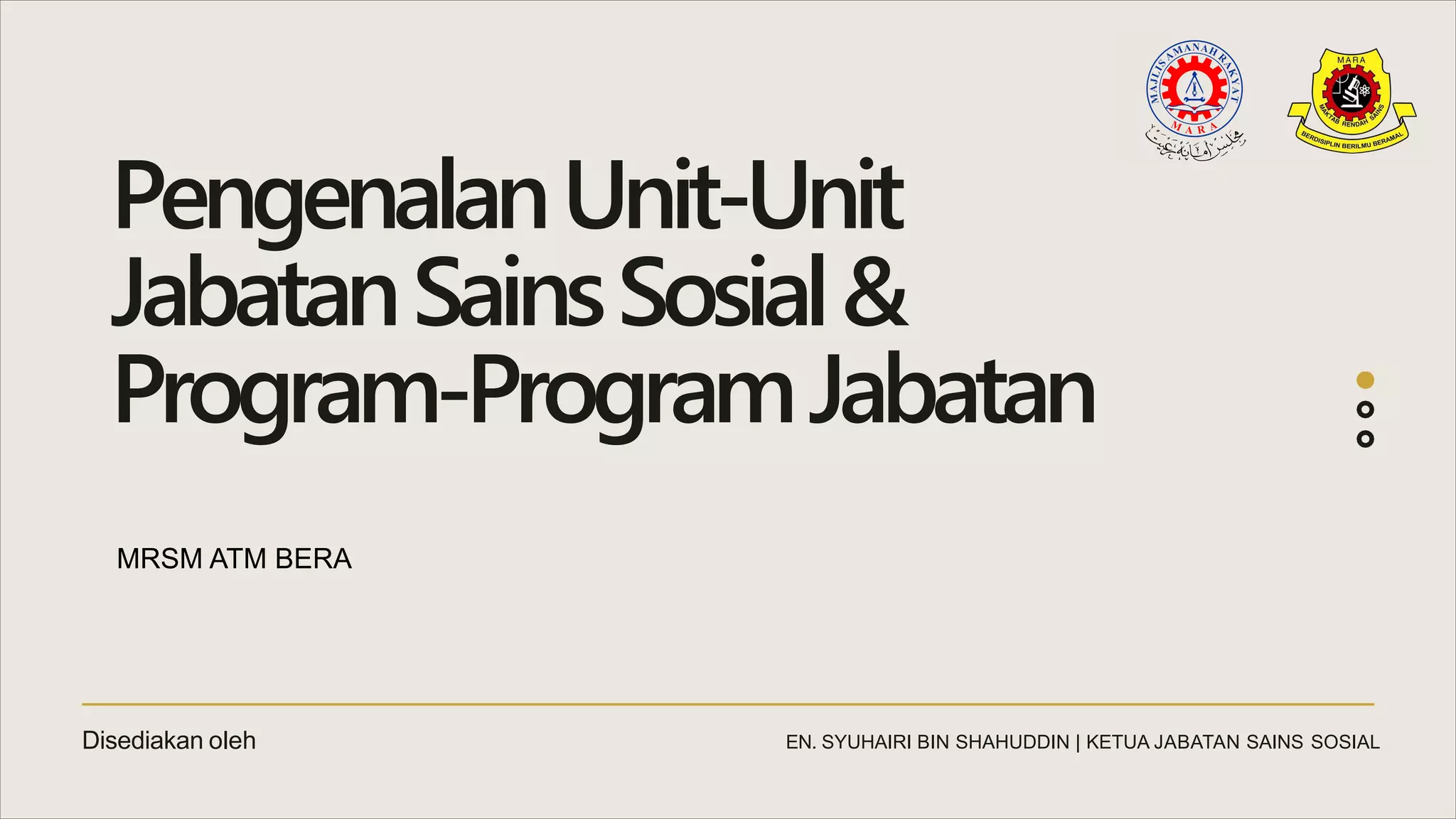 Pengenalan Jabatan Sains Sosial MRSM ATM BERA 2021 | PDF