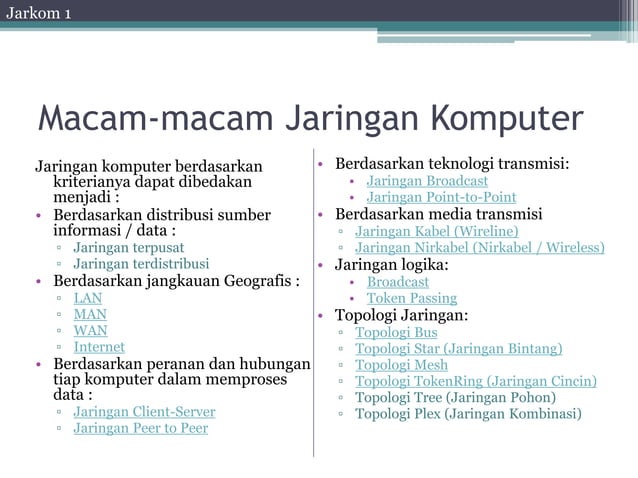 pengenalan jaringan komputer dan pemahaman dasar jaringan | PPT