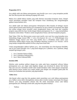 Pengenalan java | DOCX