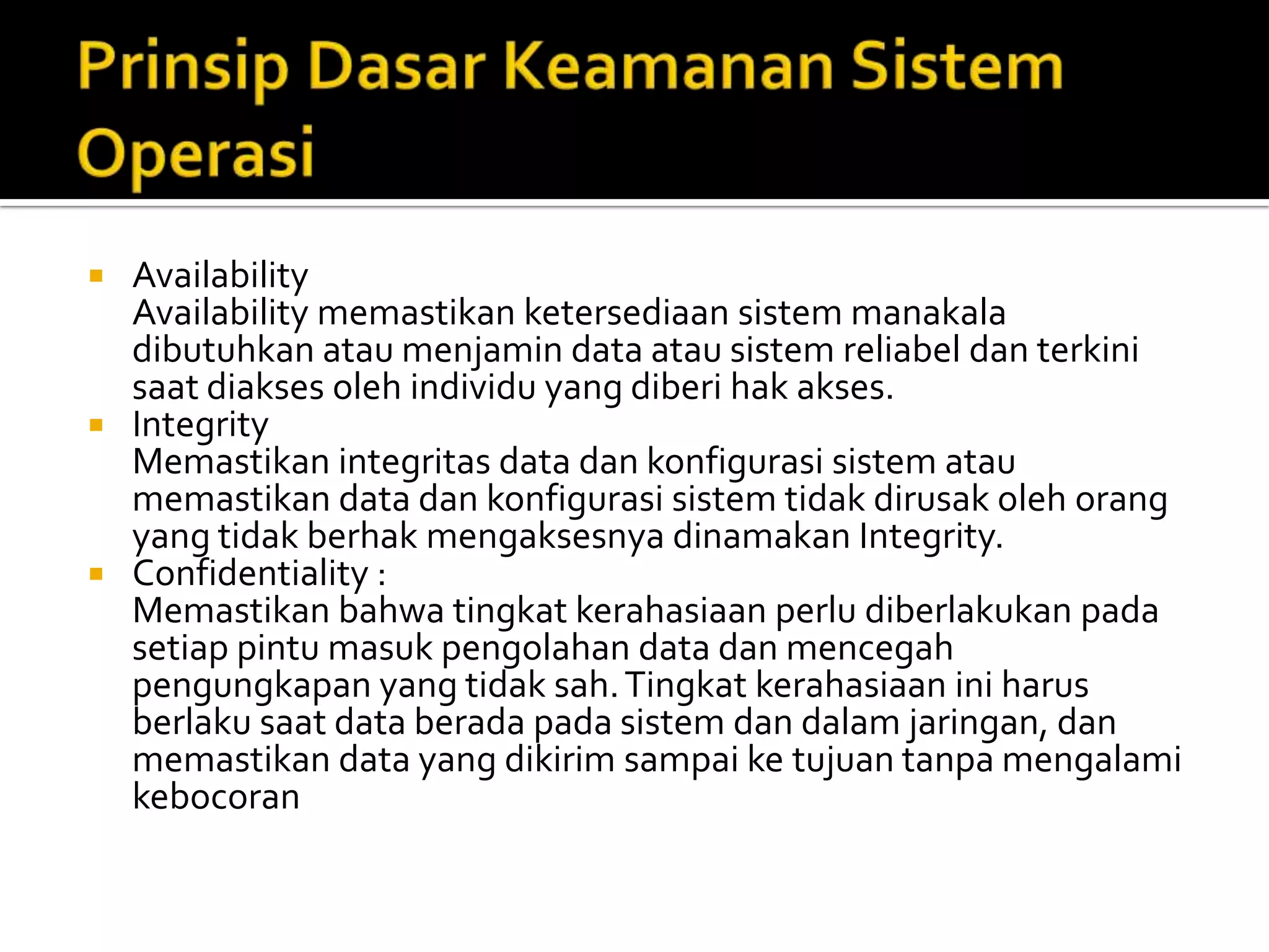 Pengenalan keamanan sistem operasi | PPTX