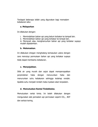 Pengenalan kebakaran dan tindakan (Asnan Alias) | PDF